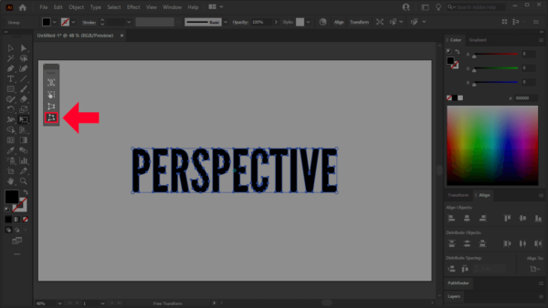 How To Distort Perspective In Illustrator Using The Free Transform Tool ...