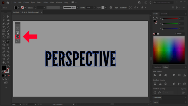 How To Distort Perspective In Illustrator Using The Free Transform Tool ...