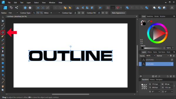 Outline Text with Affinity Designer Using The New Contour Tool – Logos ...