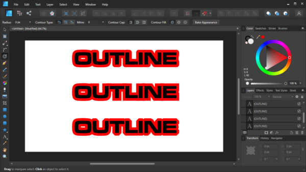 Outline Text with Affinity Designer Using The New Contour Tool – Logos ...