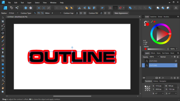 Outline Text with Affinity Designer Using The New Contour Tool – Logos ...