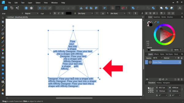 Fit Text To A Shape In Affinity Designer Using The Frame Text Tool ...