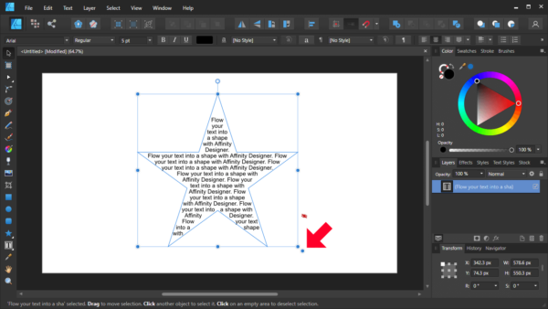 Fit Text To A Shape In Affinity Designer Using The Frame Text Tool ...