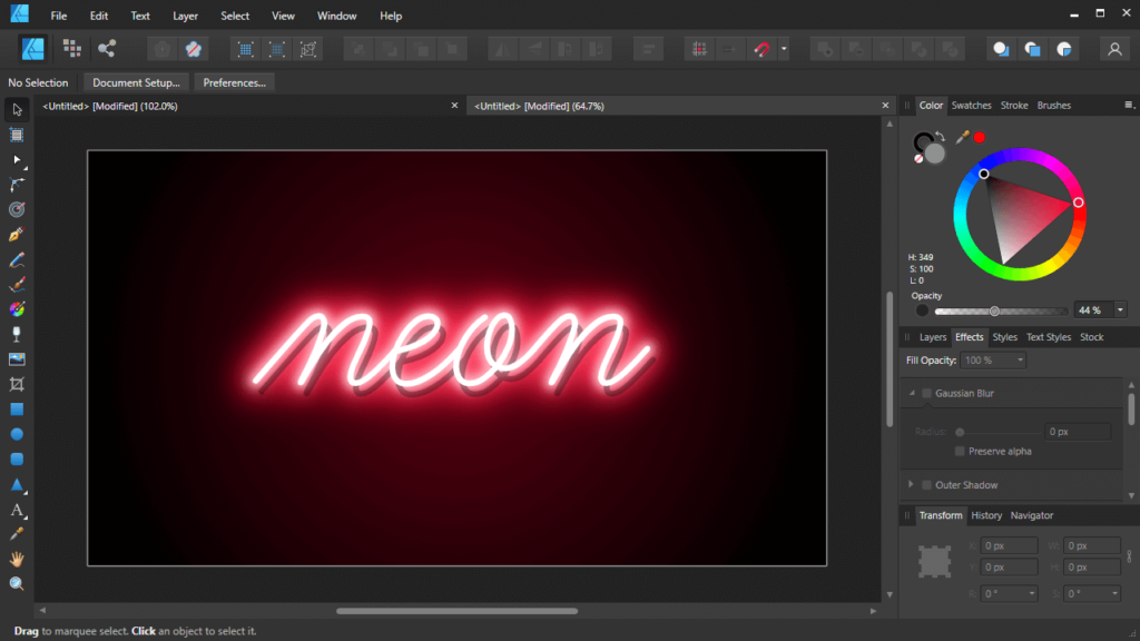 How To Create A Neon Text Effect with Affinity Designer – Logos By Nick