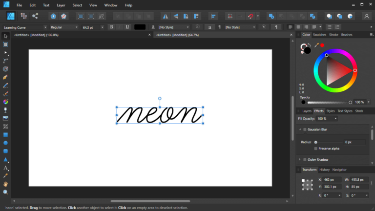 How To Create A Neon Text Effect with Affinity Designer – Logos By Nick