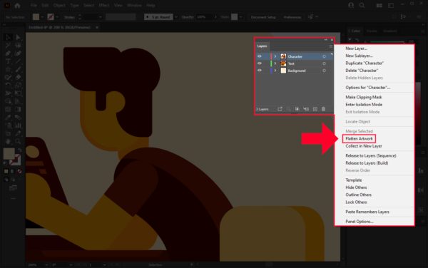 How To Flatten An Image In Illustrator And Combine Multiple Layers ...