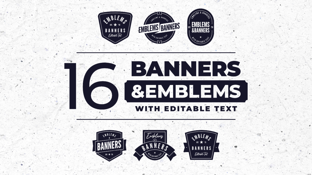 16 Banners & Emblems W/ Editable Text – Logos By Nick