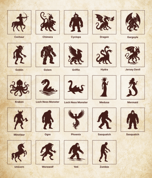 24 Mythical Creature Silhouettes in Vector Format – Logos By Nick